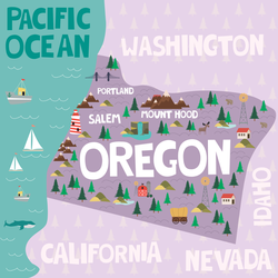 Illustrated Map Of Oregon Sticker
