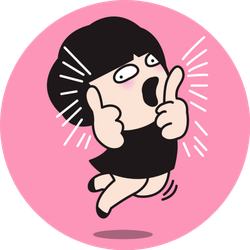 Excited Girl Jumping And Giving Thumbs Up Pink Sticker