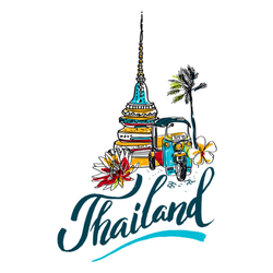 Illustration Of Hand Drawn Thailand Lettering Sticker
