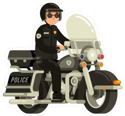 Police Officer Riding Motorcycle Sticker