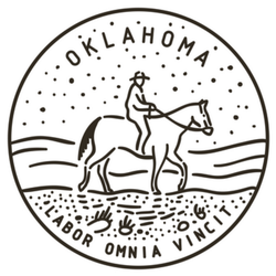 Vintage Round Label Oklahoma Cowboy Sticker