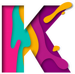 Paper Cut Letter K Sticker