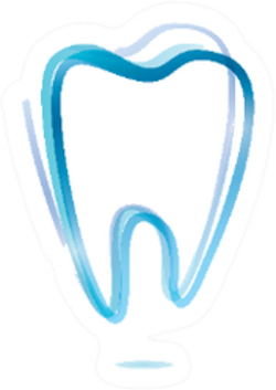 Tooth Symbol In Blue Sticker