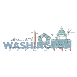 Typography Word "washington" DC Sticker