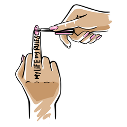 Filing Nails, Middle Finger Up Sticker