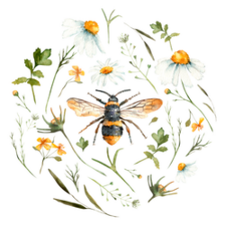 Floral Circle Arrangement Bee Sticker