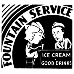 Fountain Service Icecream & Good Drinks 1950 Sticker
