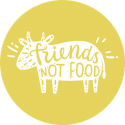 Friends Not Food Yellow Vegan Cow Sticker