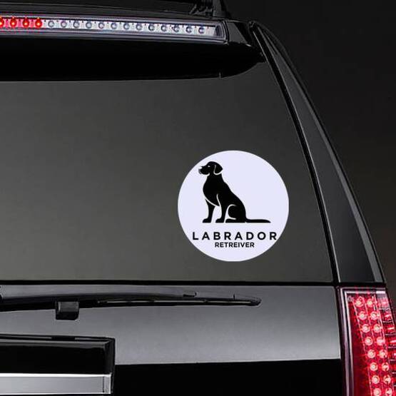 Black Silhouette Labrador Sit Sticker