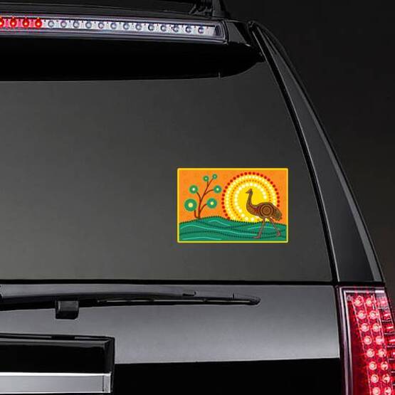 Ostrich In Decorative Ethnic Sticker