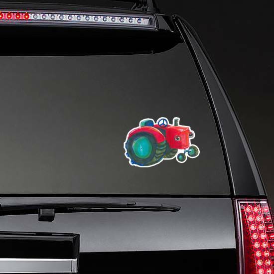 An Illustration Of A Cartoon Red Tractor Sticker