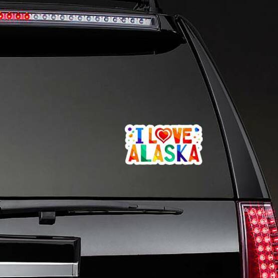 I Love Alaska Multicolored Bright Lettering Sticker