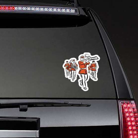 Red Colored Marching Band Illustration Music Sticker