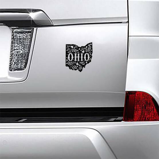 Ohio State Map With Doodle Decorative Ornaments Sticker