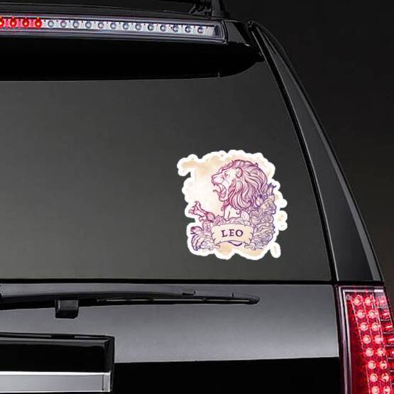 Colorful Leo Lion In Decorative Frame Of Roses Sticker