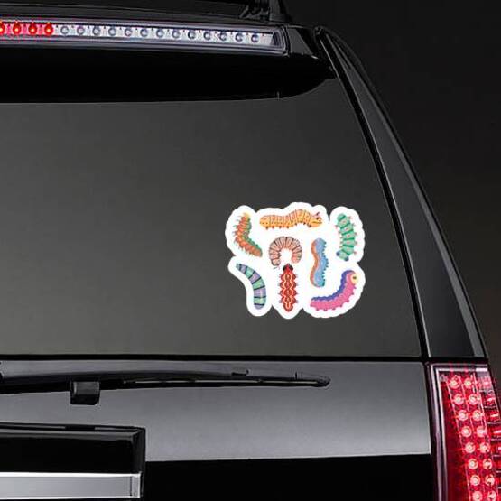 Colorful Caterpillars Illustration Sticker