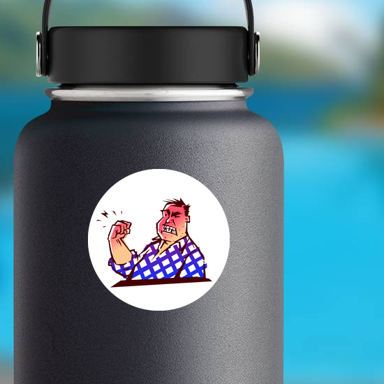 Angry Man Threatening With His Fist Sticker