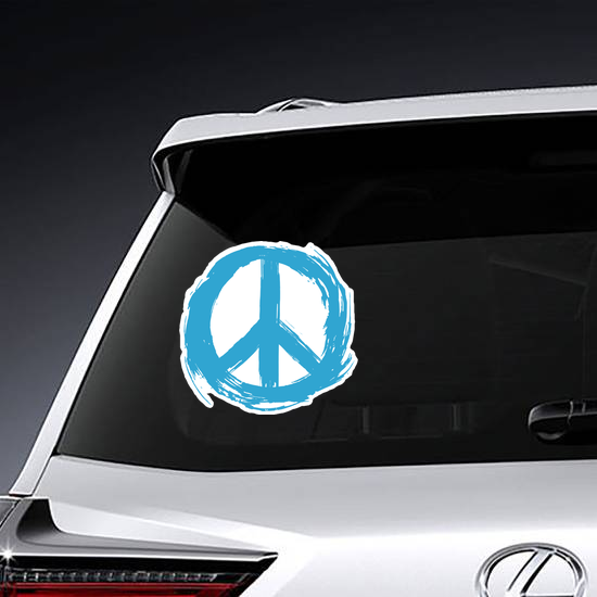 Blue Painted Peace Sign Sticker