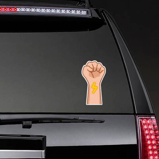 Clenched Fist Lightning Bolt Sticker