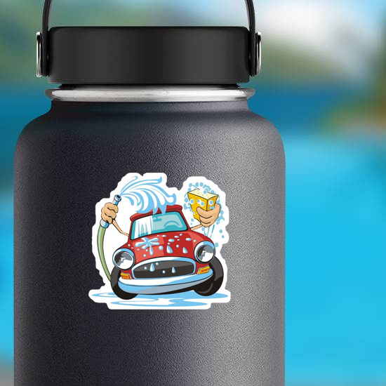 Car Wash With Sponge And Hose Sticker