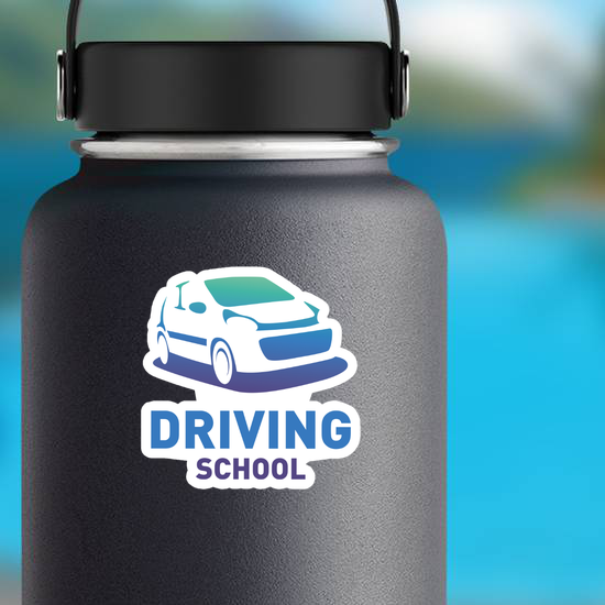 Driving School Blue Car Logo Sticker