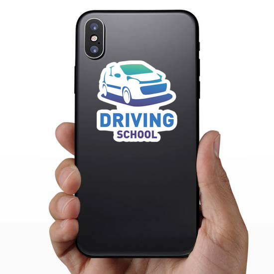 Driving School Blue Car Logo Sticker