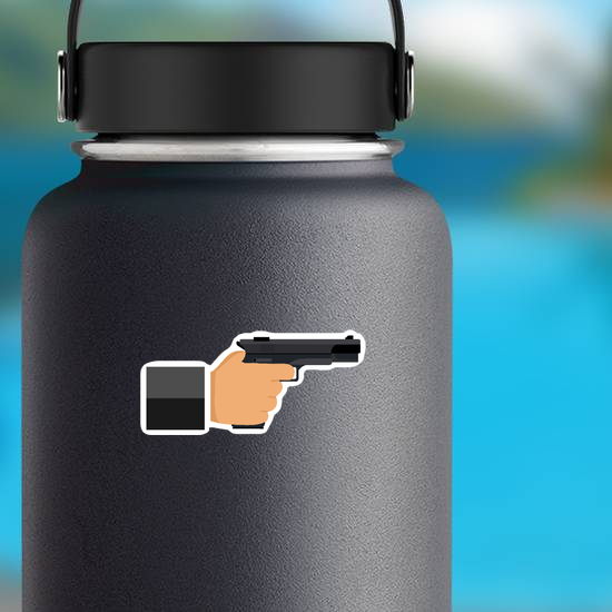 Flat Illustration Hand Holding Gun Sticker