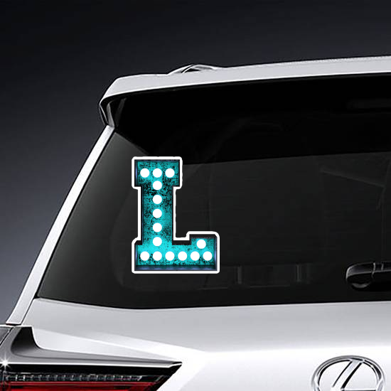 Fluorescent Blue Neon Font Letter L Sticker