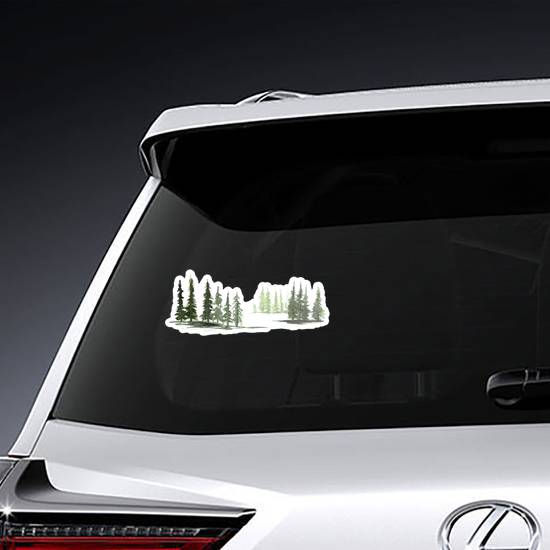 Hand Painted Pine Tree Line Watercolor Woods Sticker