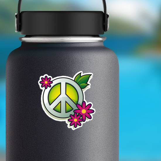 Peace Sign With Pink Flowers Sticker