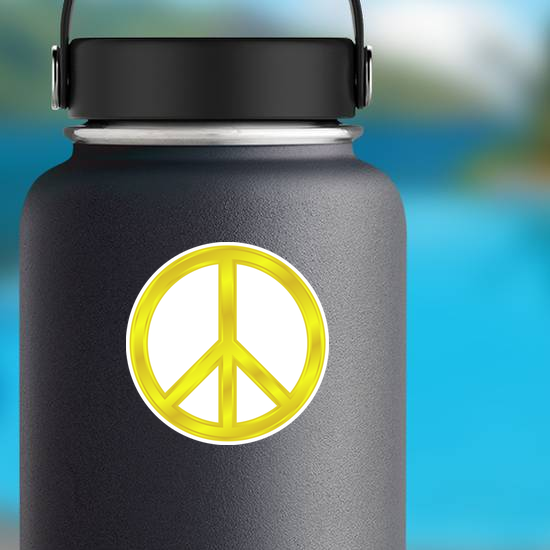 Shiny Yellow Peace Sign Sticker