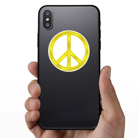 Shiny Yellow Peace Sign Sticker