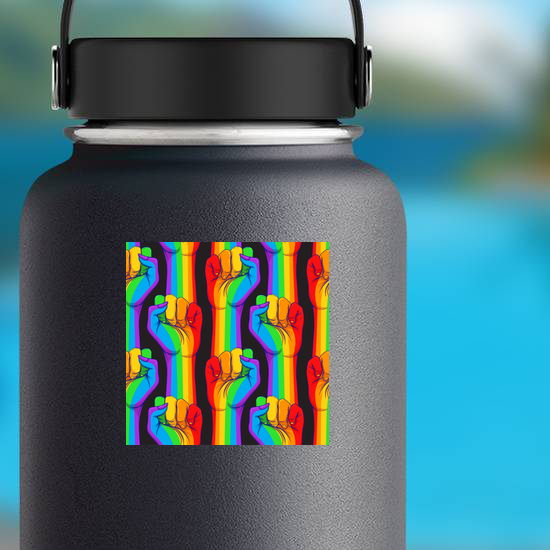 Striped Hand Showing Fist Raised Up Sticker