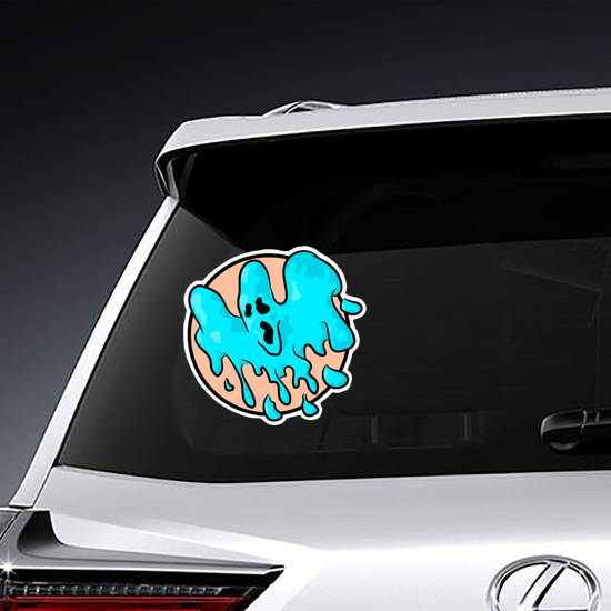 Teal Ghost Circle Sticker