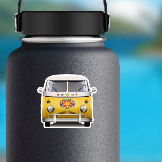 Vintage Yellow Hippie Van Sticker