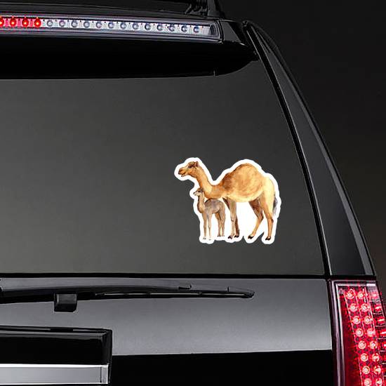Watercolor Cute Camel With Baby Sticker