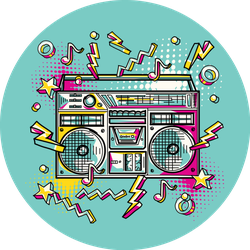 Funky Colorful Drawn Boombox 90s Sticker