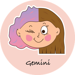 Gemini Zodiac In Cartoon Cute Style Sticker