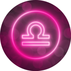 Glowing Neon Sign Of Libra Circle Sticker