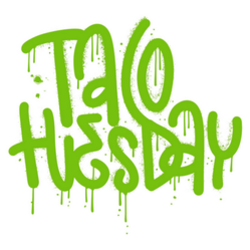 Green Graffiti Taco Tuesday Lettering Sticker