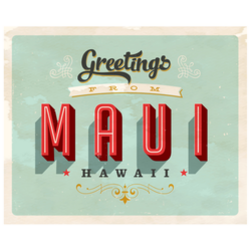 Greeting Card Maui, Hawaii - Vintage Sticker