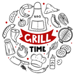 Grill Time Hand-drawn Menu Items Sticker