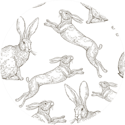 Hand Drawing Pattern With Rabbits Vintage Sticker