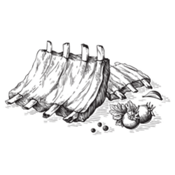 Hand Drawn Pork Fried Ribs BBQ Illustration Sticker