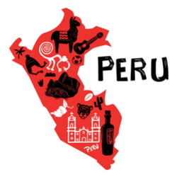 Hand Drawn Red Map Of Peru Landmarks Sticker