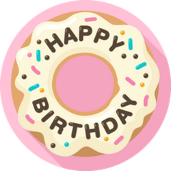 Happy Birthday Donut In Pink Glaze Sticker