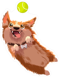 Happy Dog Jumping For Ball Sticker
