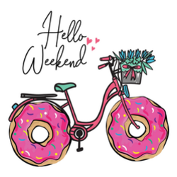 Hello Weekend Bike With Donut Wheels Sticker