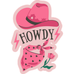 Howdy Pink Cowboy Hat And Bandana Sticker