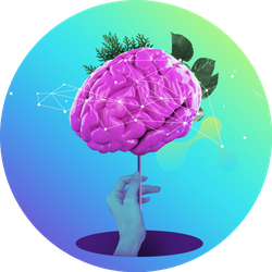 Human Brain Being Held By A Hand Gradient Sticker